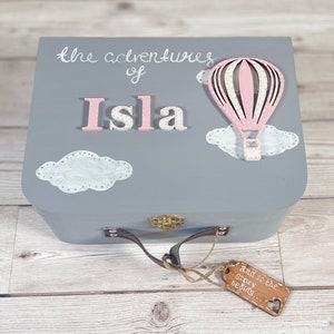 Baby Girl Keepsake Box, Girl Memory Box, Childrens Wooden Suitcase Box ...