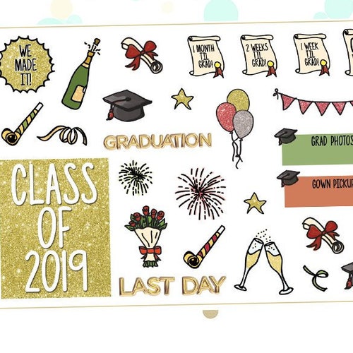 Graduation Countdown Planner Stickers Numbers Days Until | Etsy