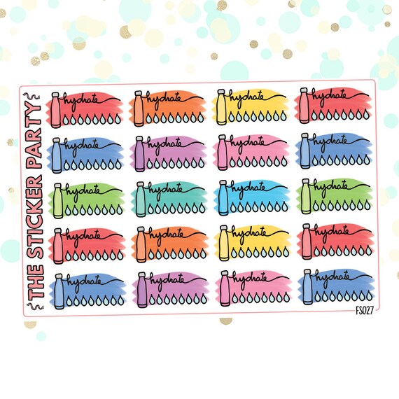 Hydration Tracker Planner Stickers Hydrate Planner Stickers | Etsy
