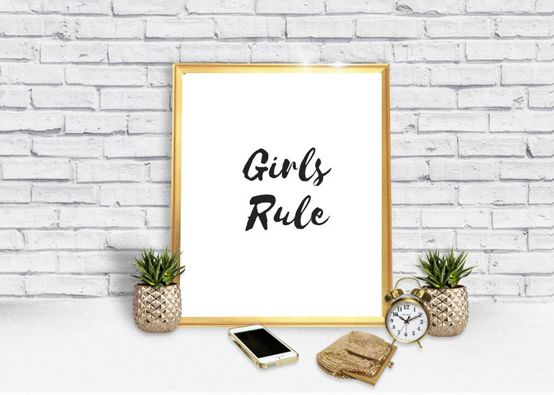 Girls Rule Poster - Girls Rule Printable - Trendy Word Poster - Digital ...