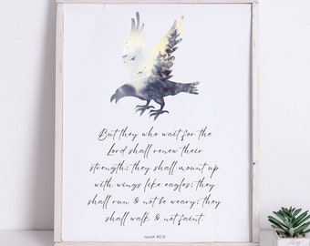 Isaiah 40:31 Printable Bible Verse Art Print 8x10 Digital Wall Art Gift ...