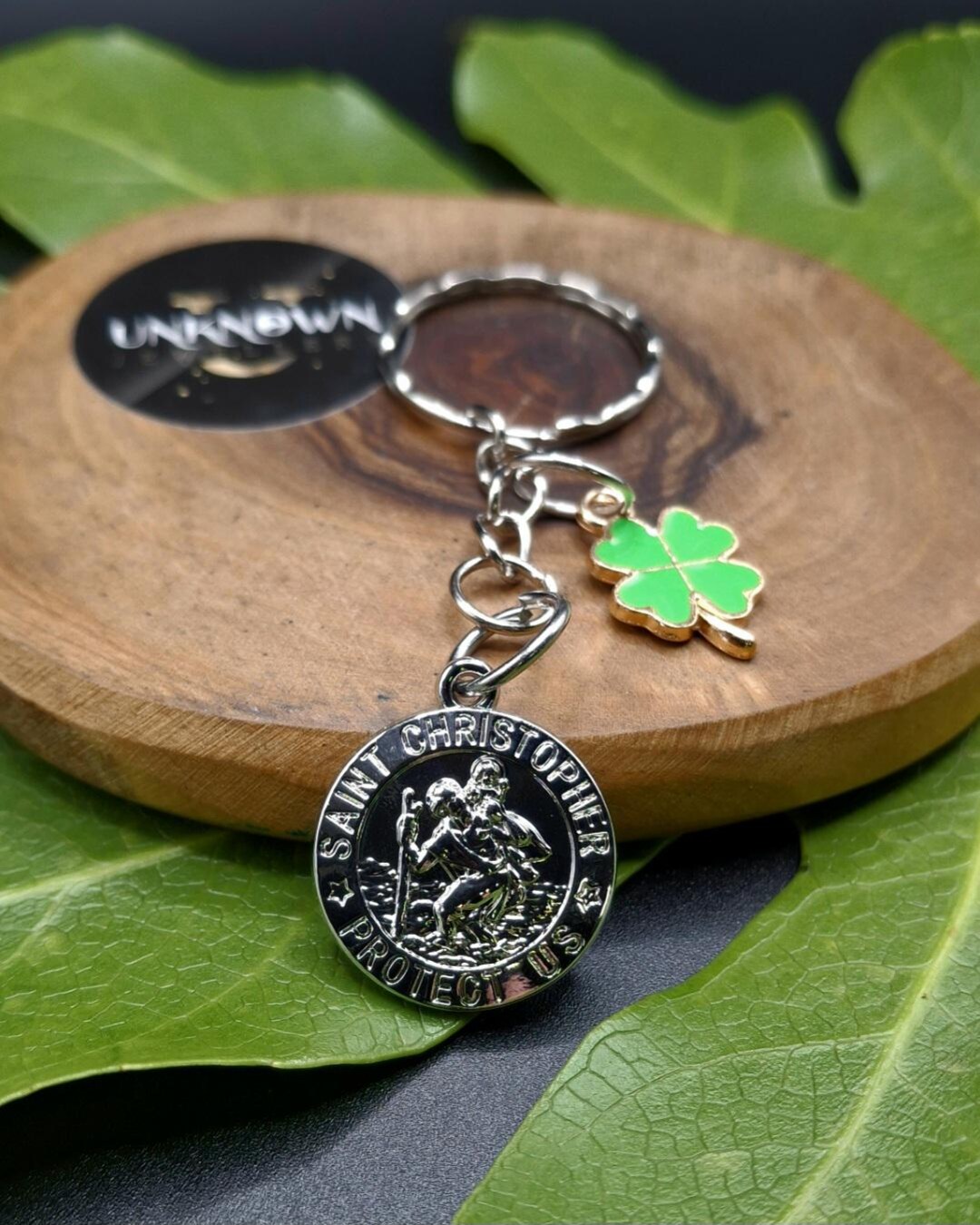 St Christopher Keyring Irish Shamrock, Patron Saint of Travel ...