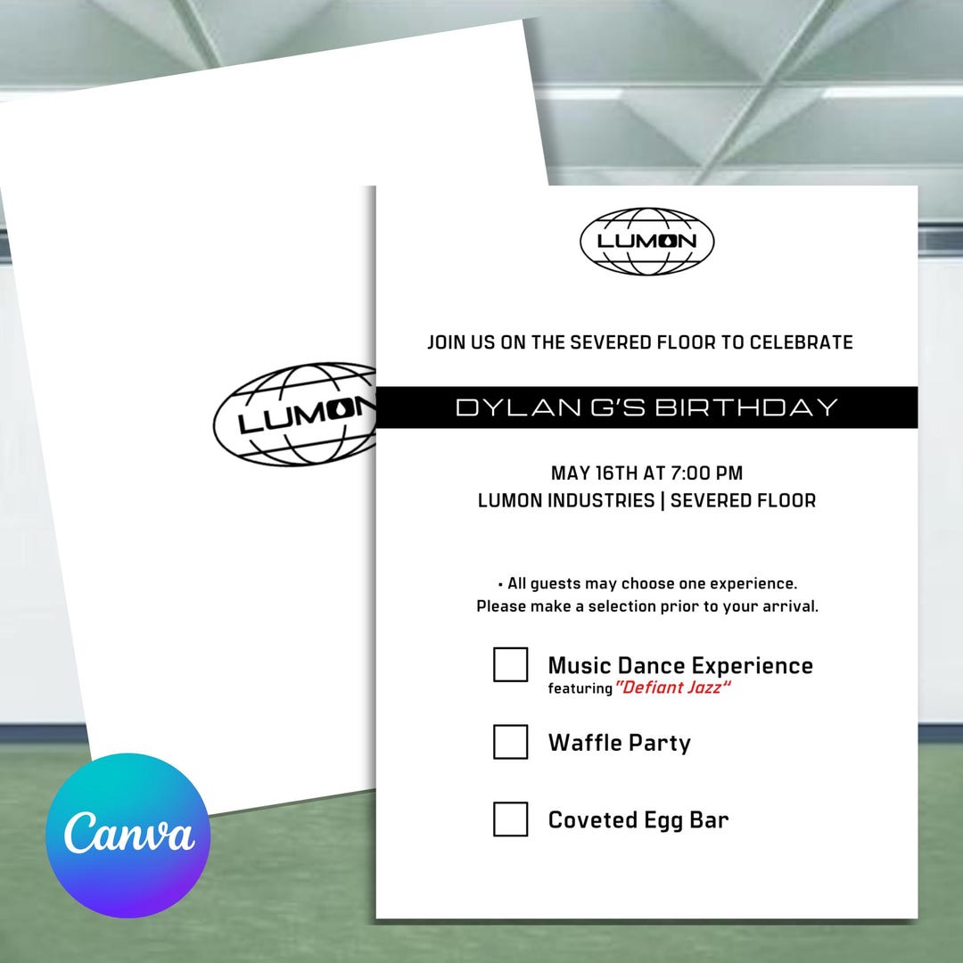 Severance Birthday Invitation | Canva Template Severance Party | Waffle ...