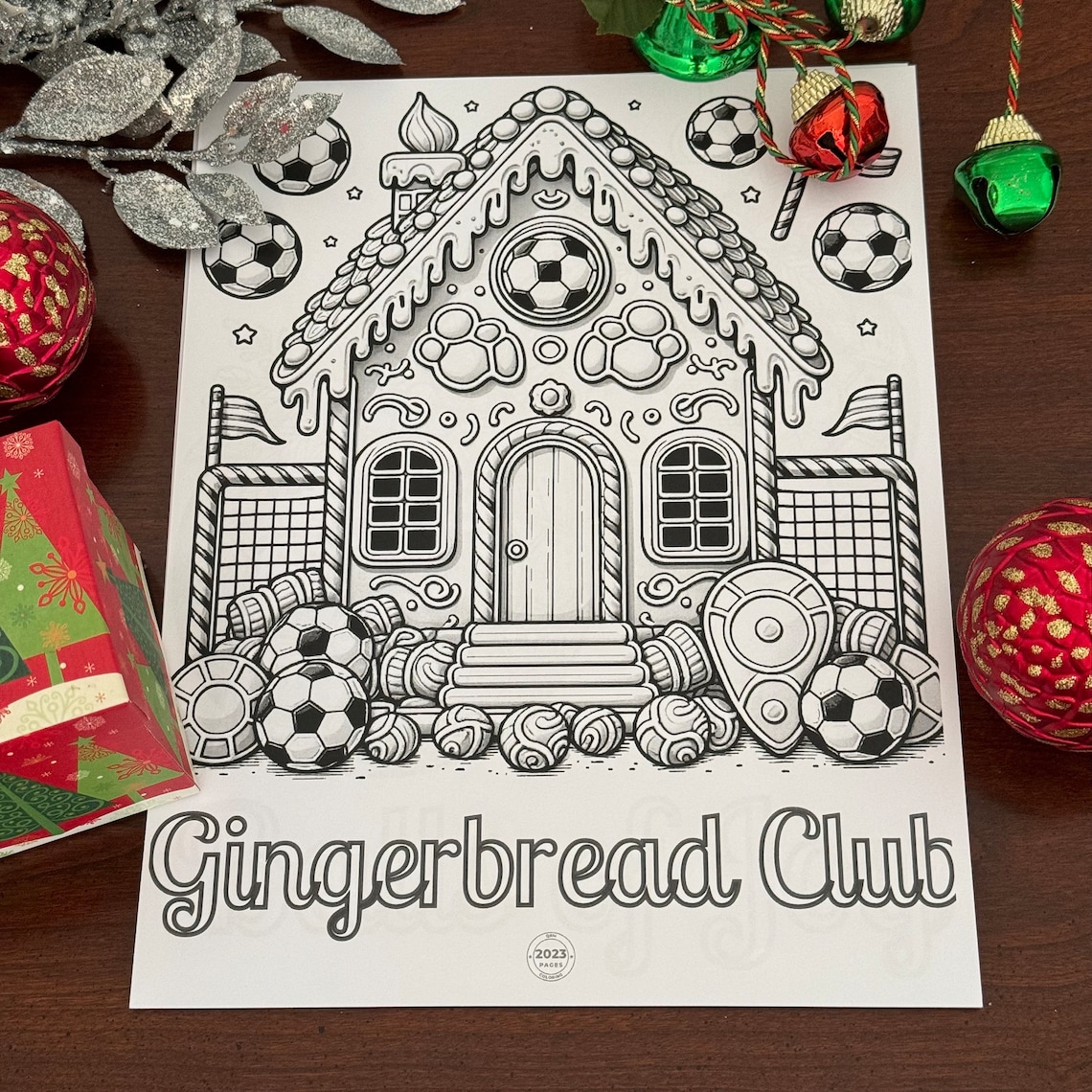 Gingerbread Christmas Coloring Page, Soccer Coloring Page, Christmas ...