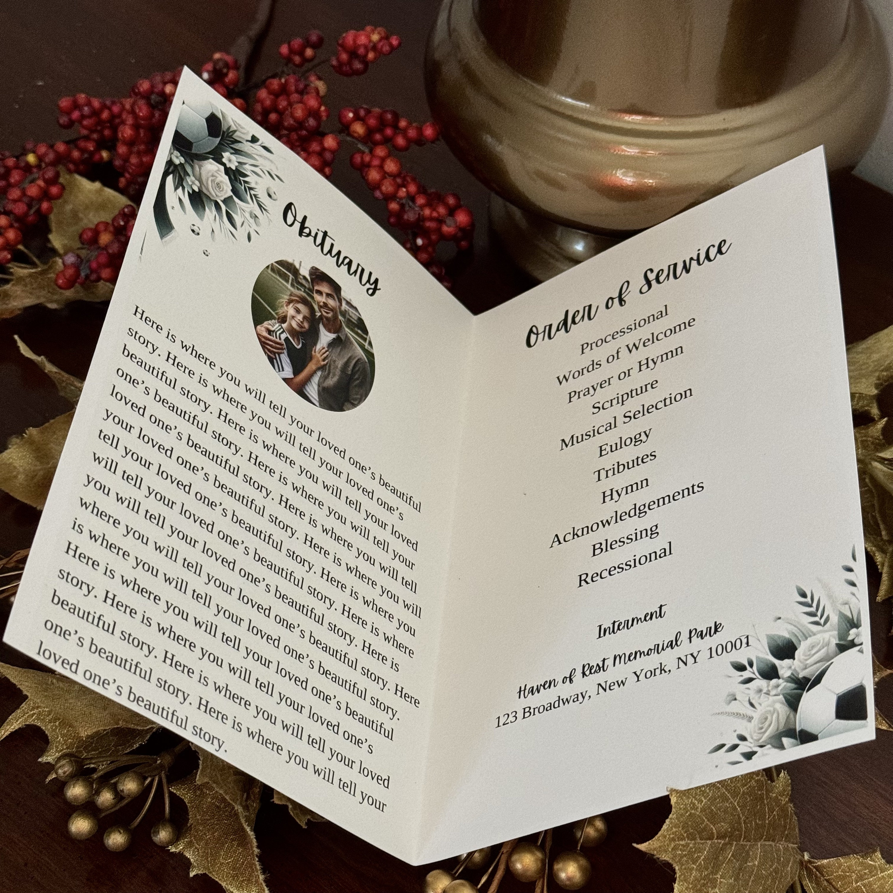 A Beautiful Star Child Funeral, Celebration of Life Template, Soccer ...