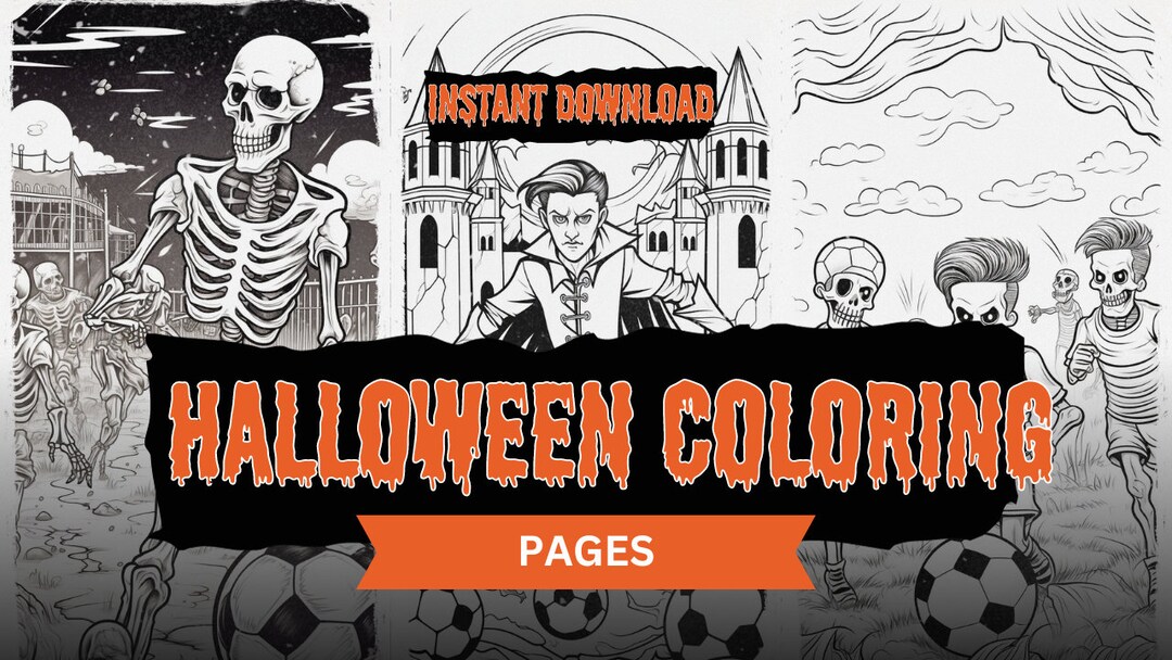 Spooky Soccer Halloween Coloring Pages: 5 Printable Designs (PDF) - Etsy