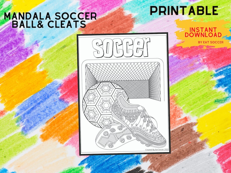 Mandala Soccer Ball & Cleats Coloring Page Soccer Party - Etsy