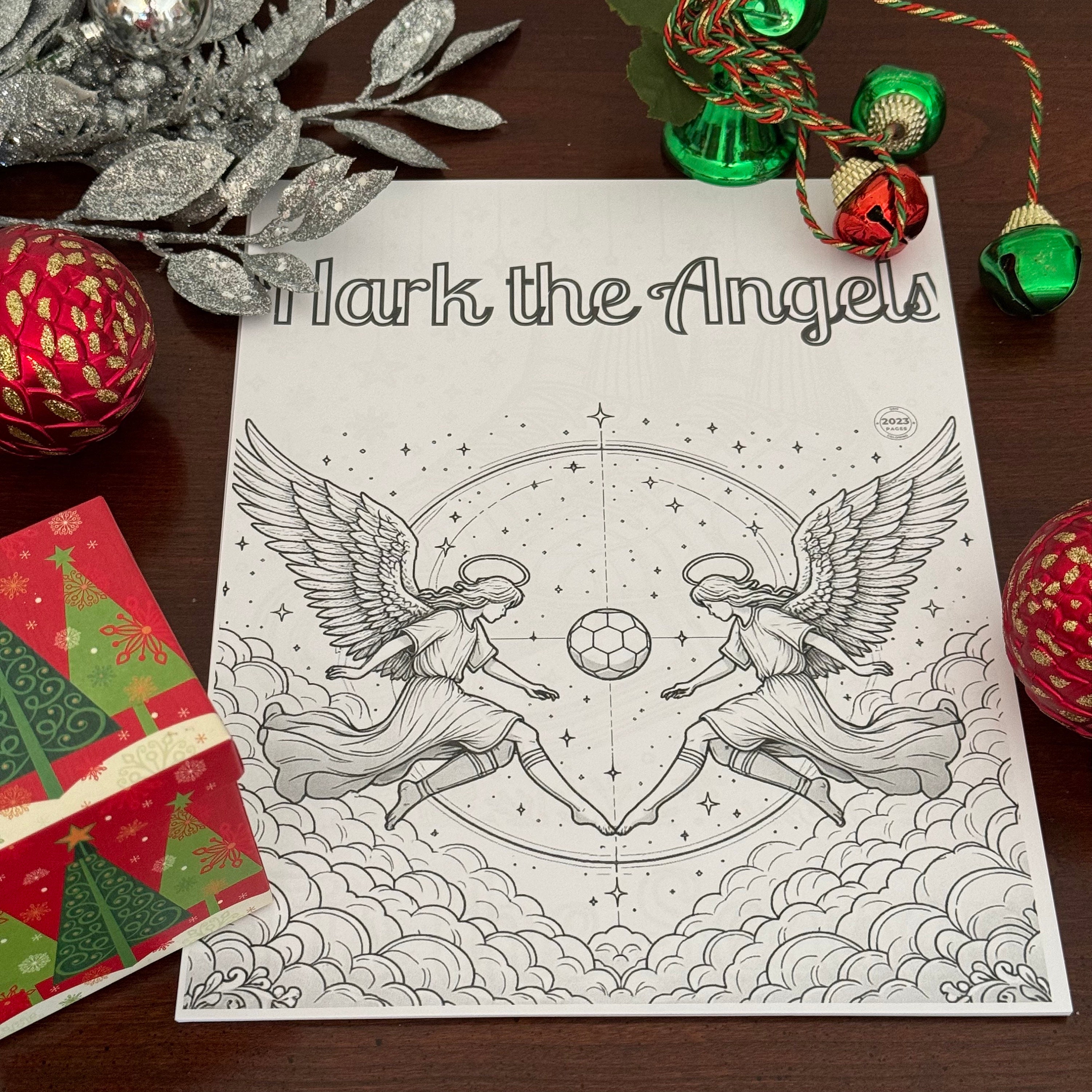 Hark the Angels Coloring Page: Christmas Soccer Angels (PDF) - Etsy