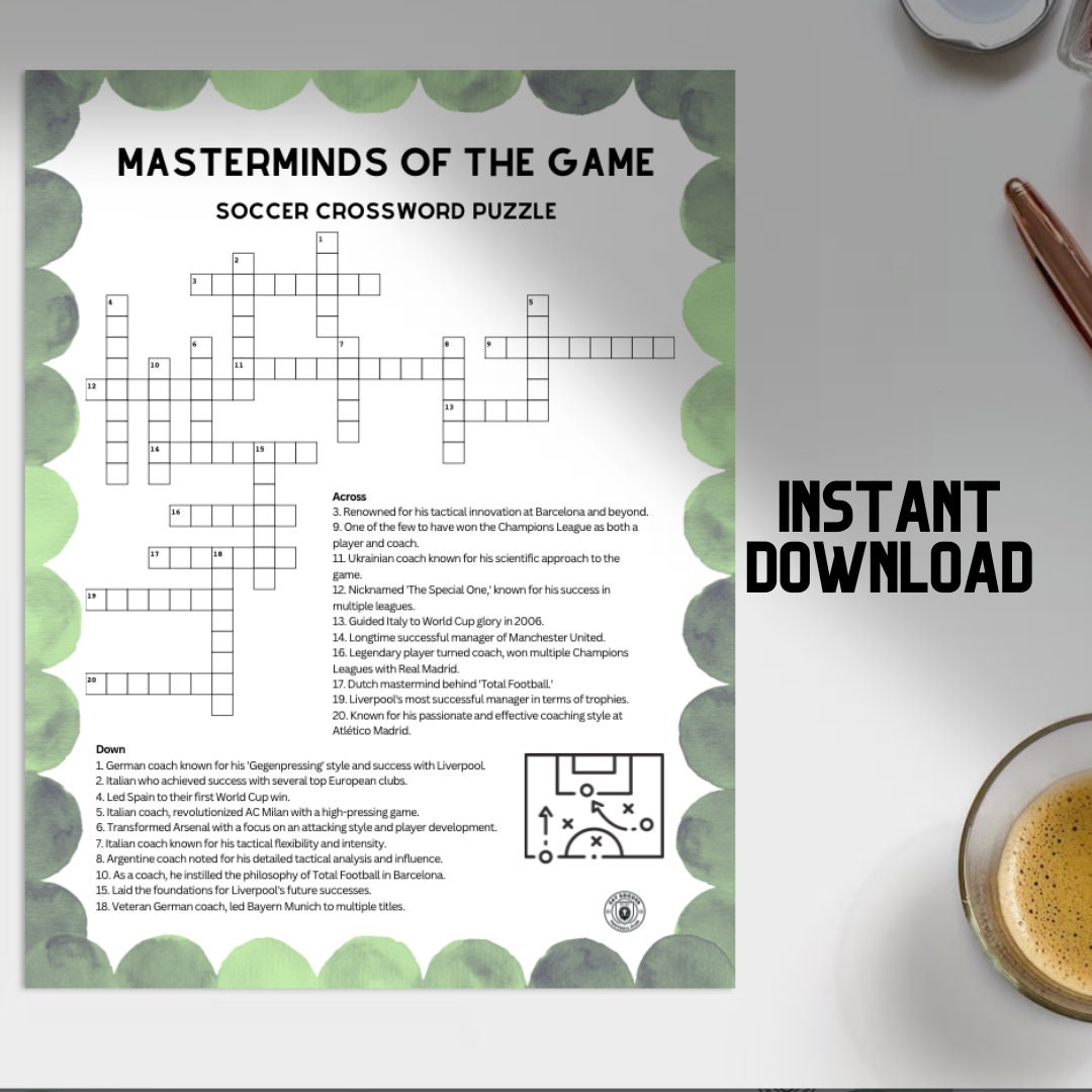 Tactical Geniuses Soccer Crossword Puzzle, Crossword Printable, Soccer ...