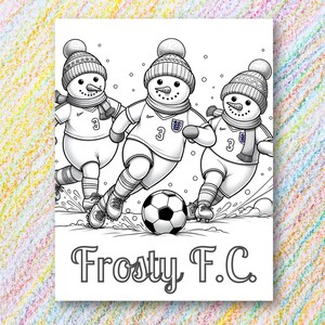 Snowman Soccer Coloring Page: Christmas Kids Activity (PDF) - Etsy