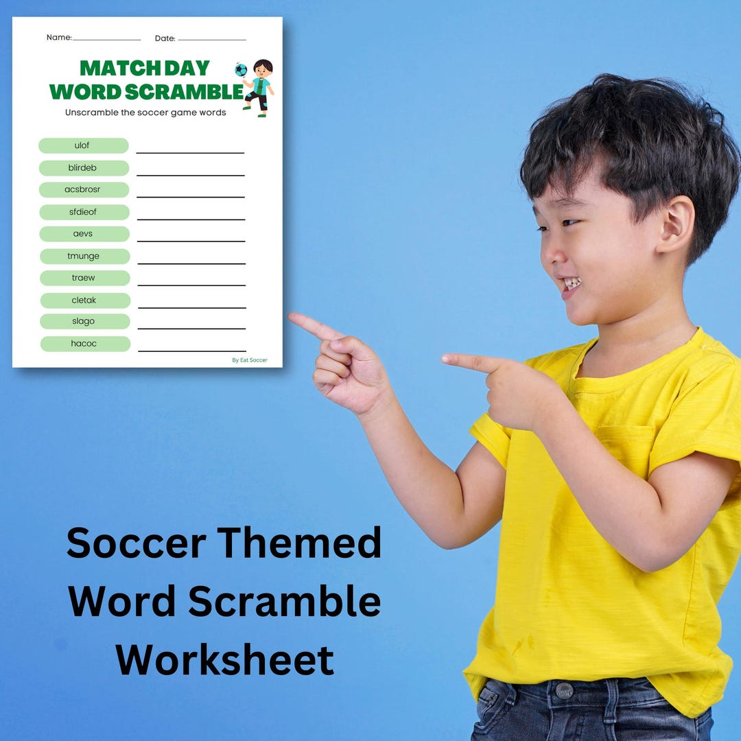 Soccer Word Scramble: Kids Match Day Activity (PDF) - Etsy