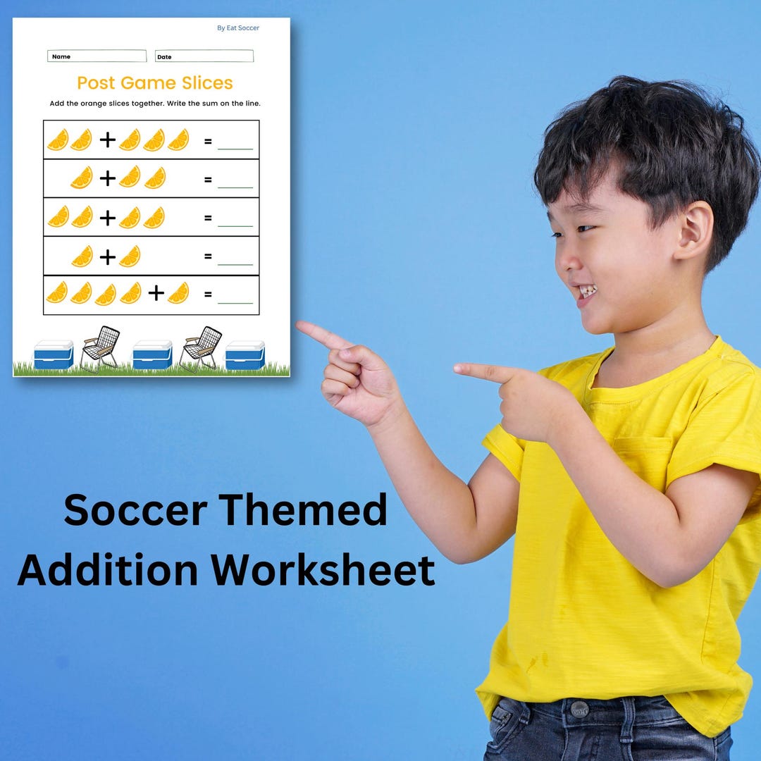 Soccer Addition Worksheet: Kindergarten Math Printable (PDF) - Etsy