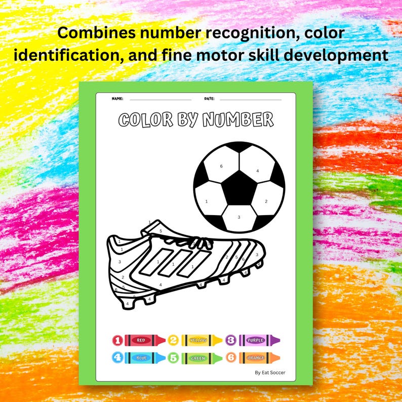 Soccer Color by Number Printable: Kids Coloring Page (PDF) - Etsy