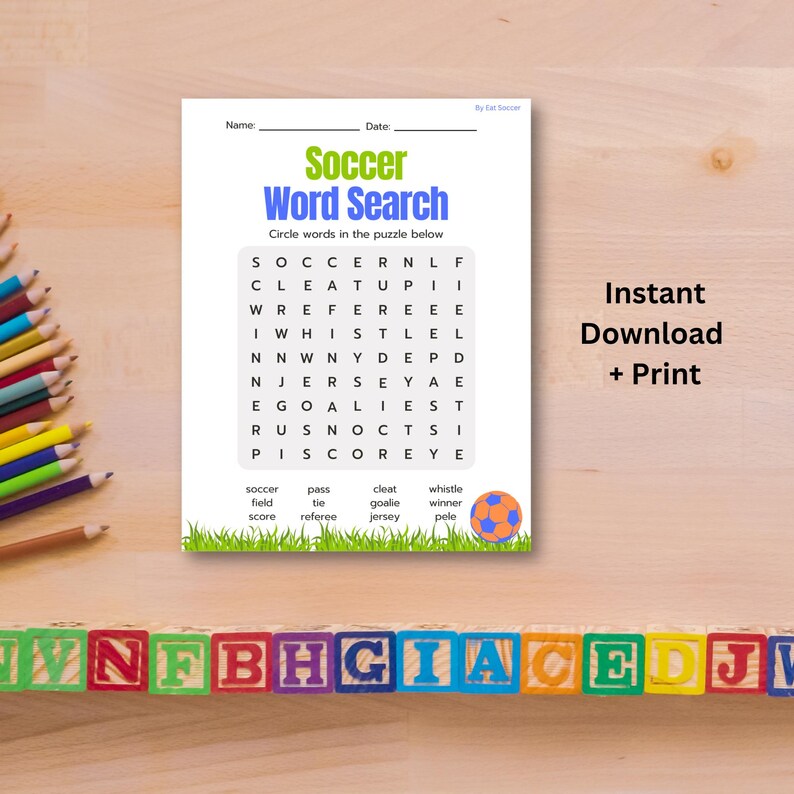 Soccer Word Search, Printable Kids Activities, Family Games, Family ...