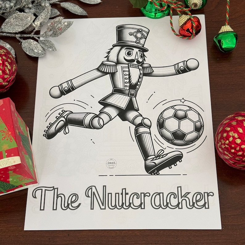 Soccer Nutcracker Coloring Page: Christmas Kids Activity (PDF) - Etsy