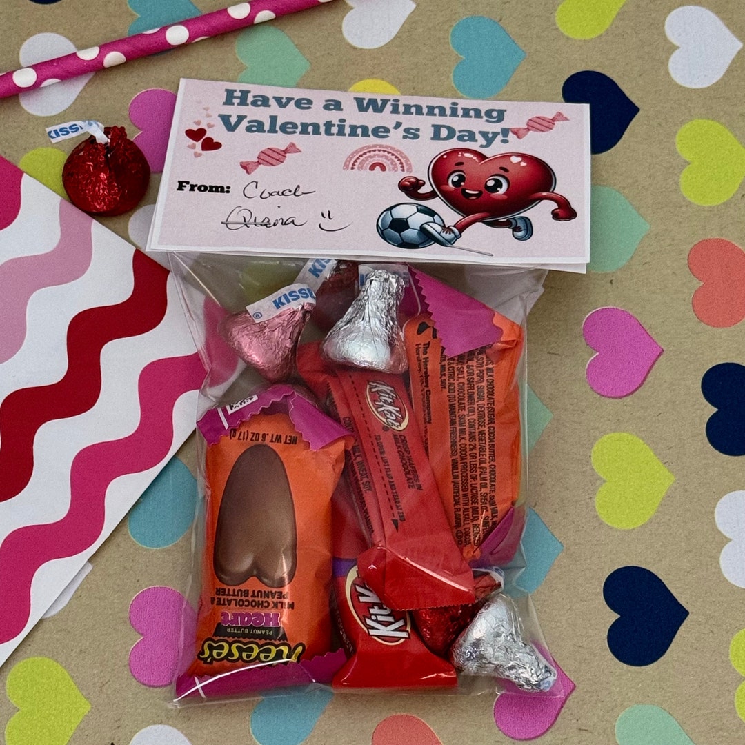 Soccer Valentines Treat Bag Topper, Class Valentines, Tween Valentines ...