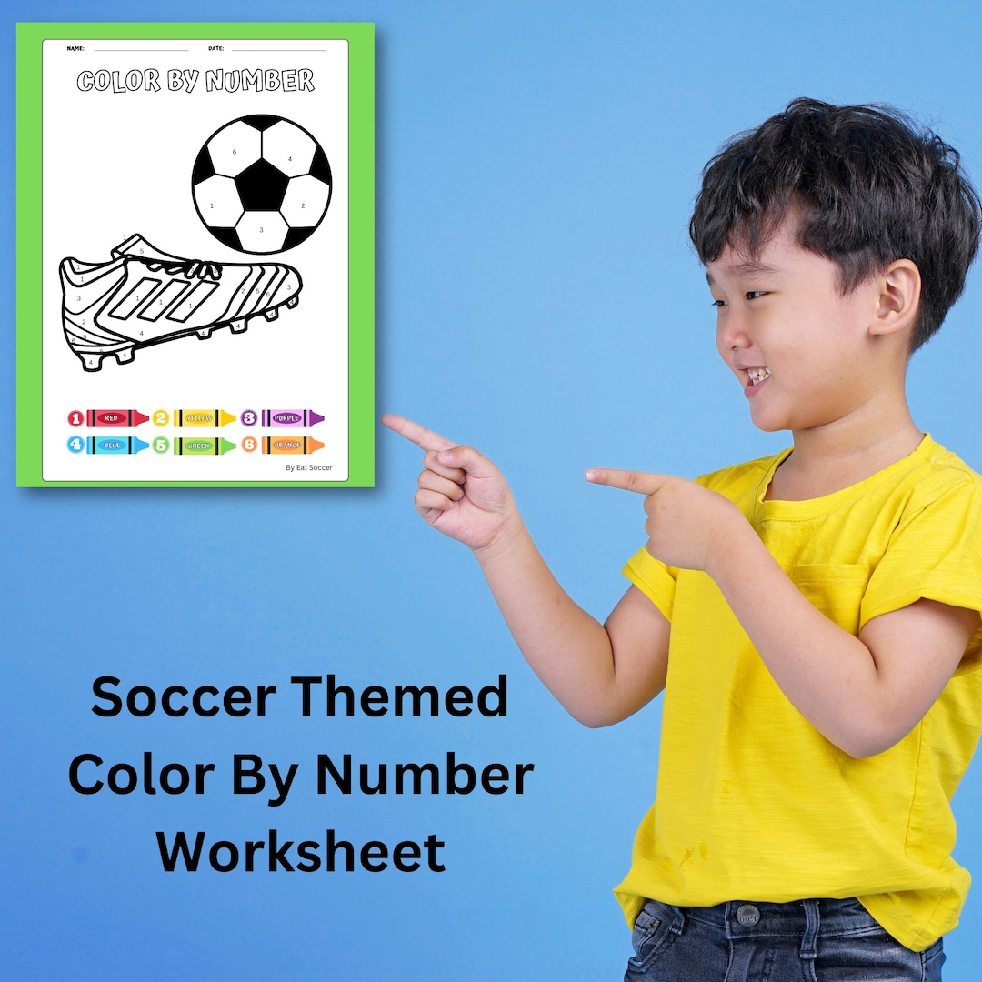 Soccer Color by Number Printable: Kids Coloring Page (PDF) - Etsy