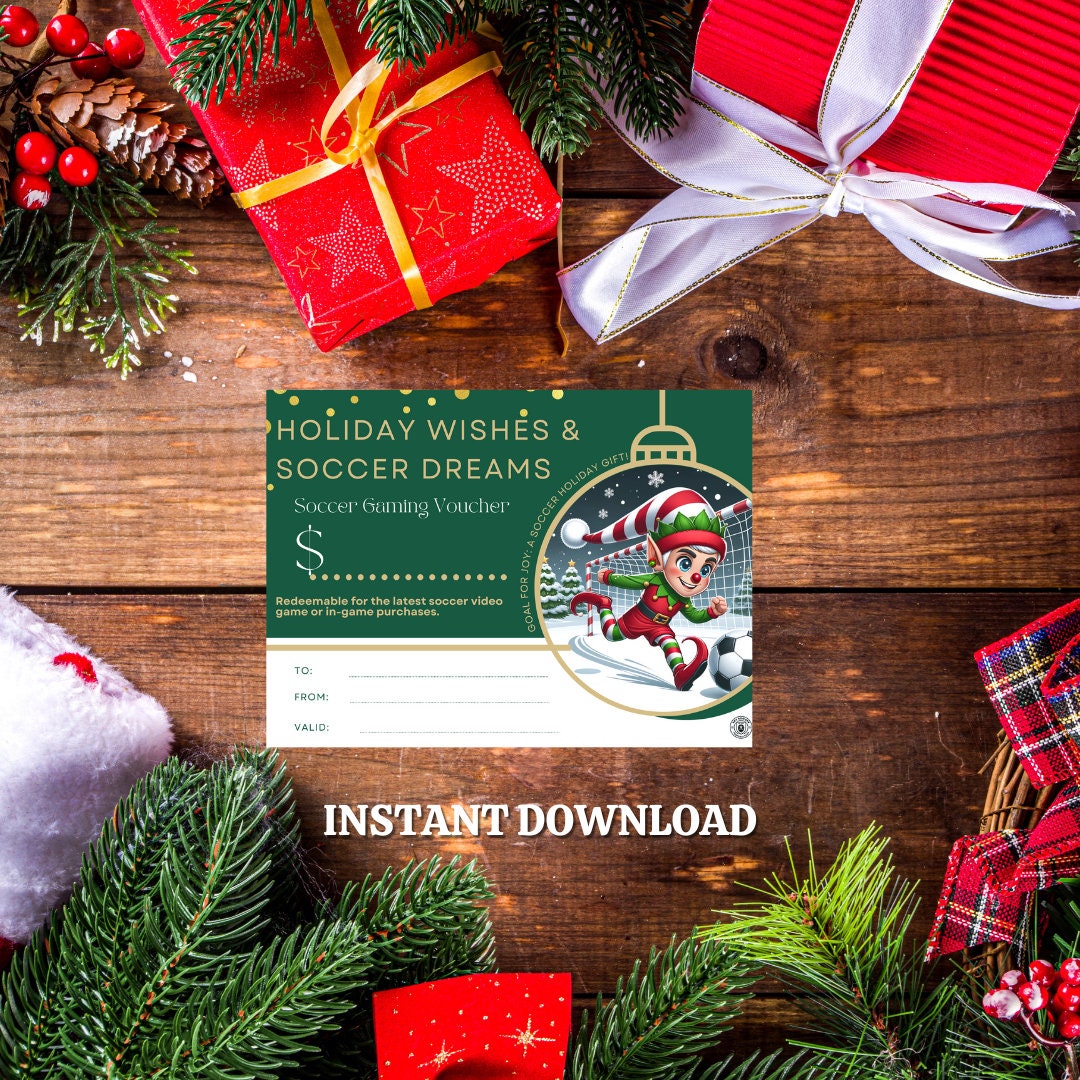 Soccer Gaming Gift Voucher, Soccer Gifts, PC Gamer, Gift Card Printable ...
