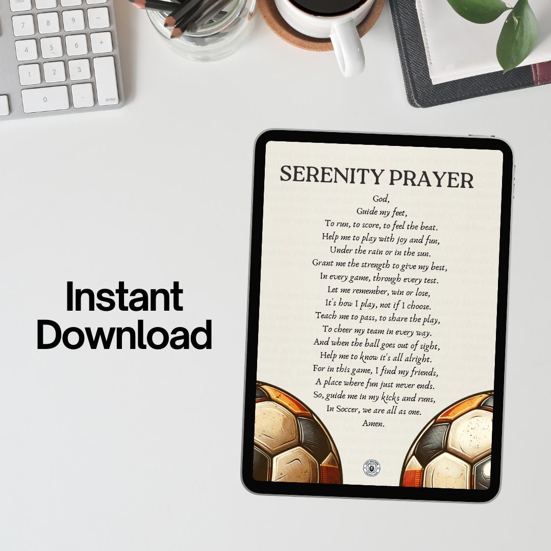 Kids Soccer Serenity Prayer Wall Art, Soccer Prayer, Soccer Gifts ...