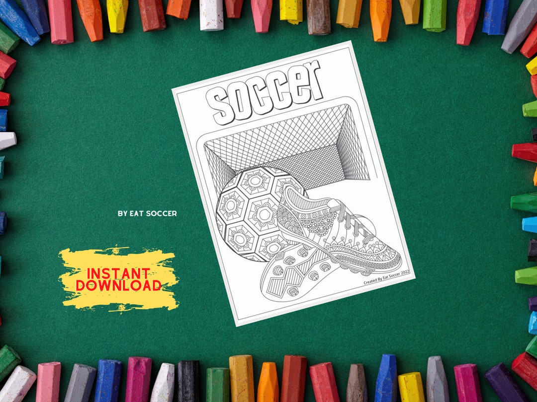 Mandala Soccer Ball & Cleats Coloring Page: Printable Soccer Party ...