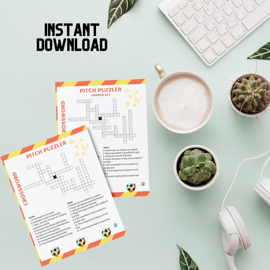 Soccer Crossword Puzzle: Pitch Puzzler Printable (digital Download) - Etsy