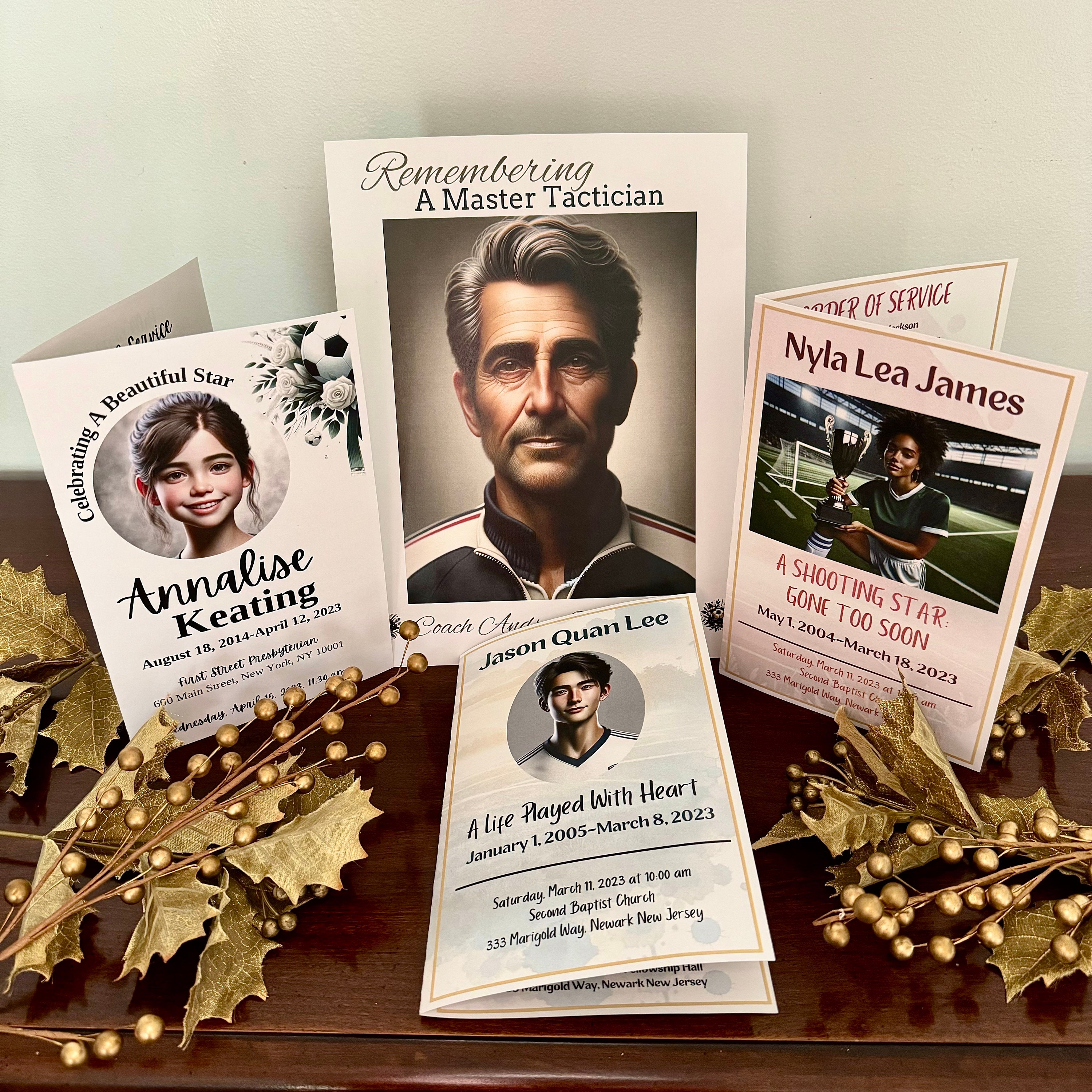 Remembering Soccer Coach Single Page Funeral Program, Referee ...