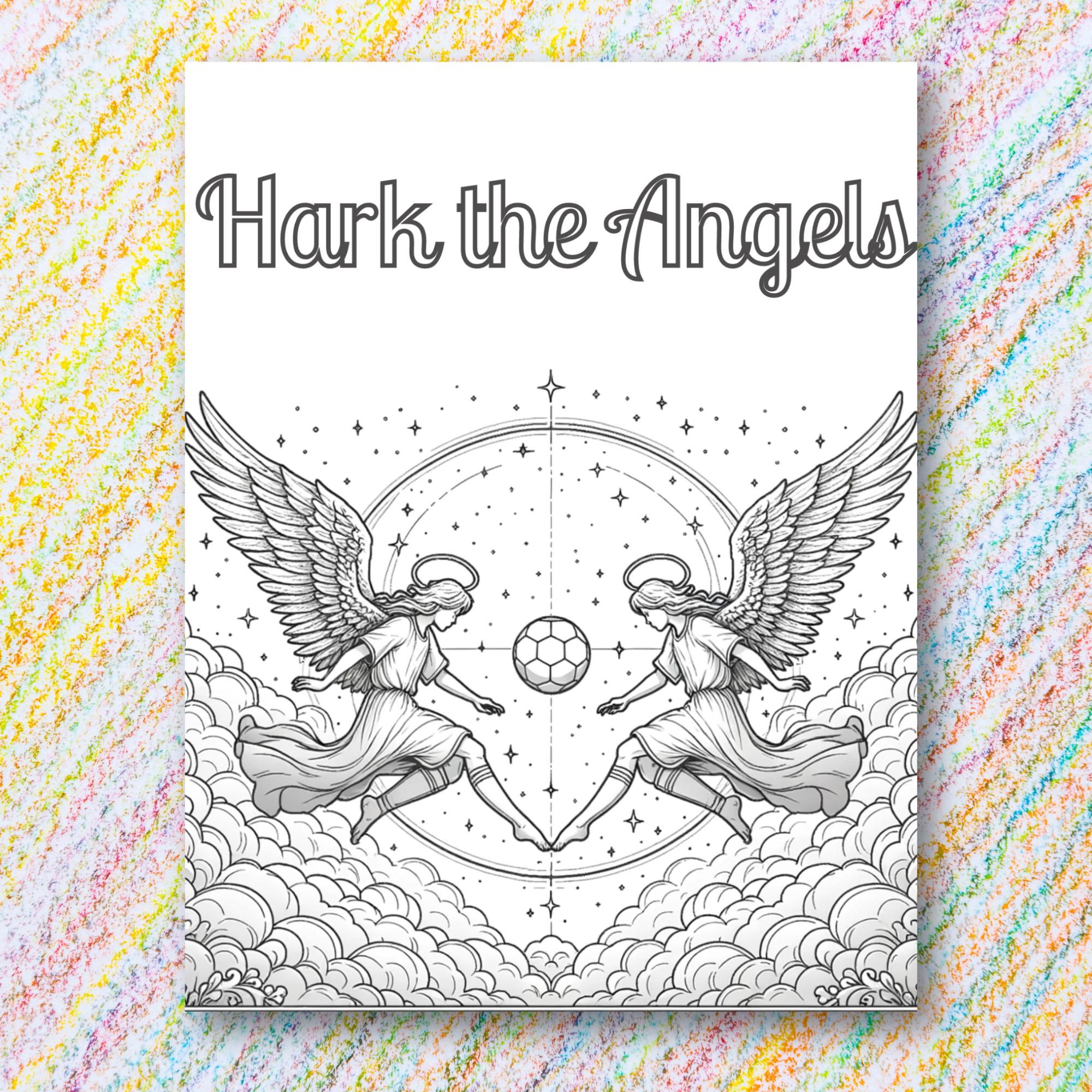 Hark the Angels Coloring Page: Christmas Soccer Angels (PDF) - Etsy