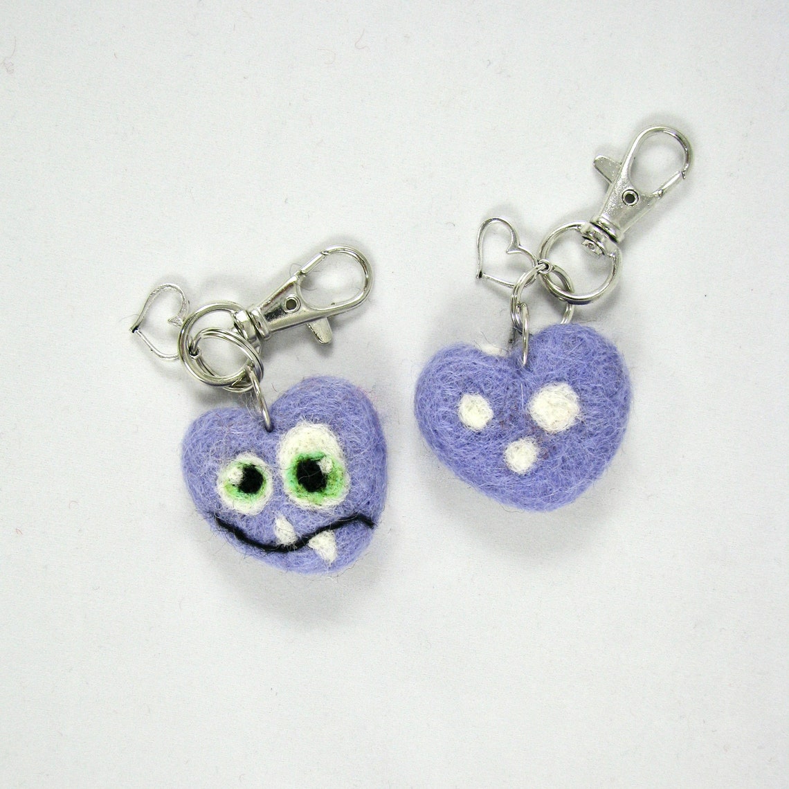 Monster Purse Charm Monster Keychain felted heart bag charm | Etsy