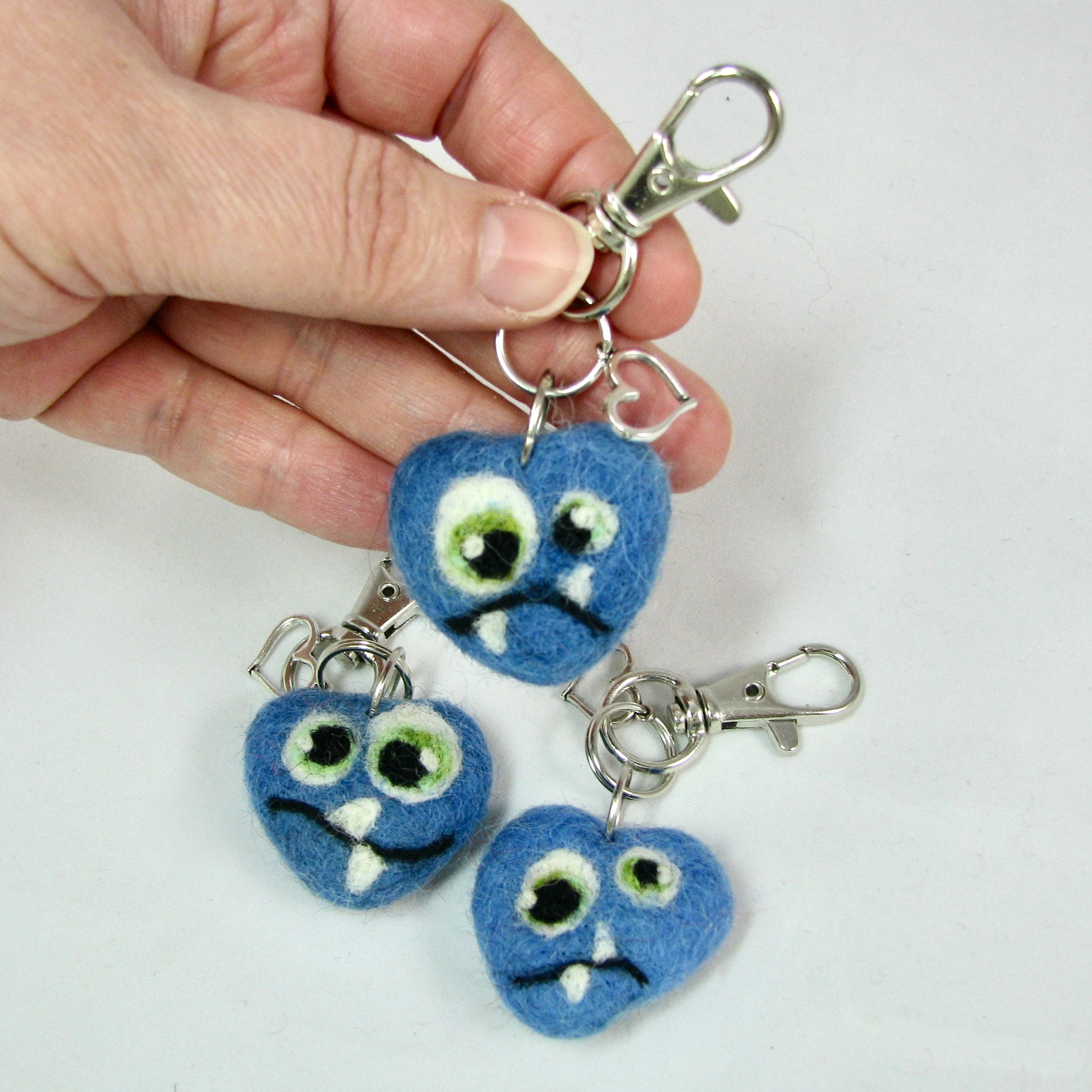 Monster Purse Charm Monster Keychain felted heart bag charm | Etsy