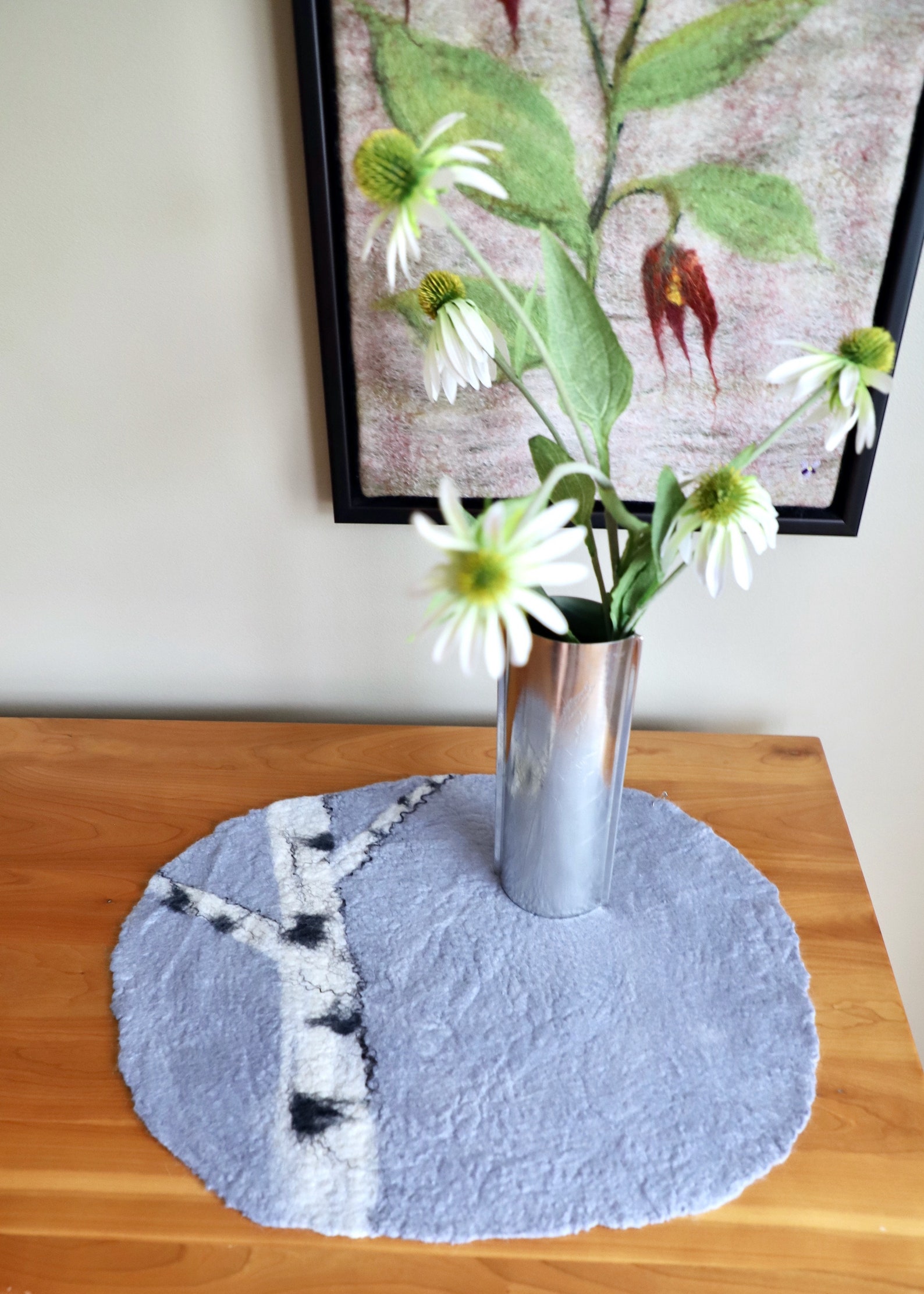 Birch Bark Felt Round Table Runner Rustic Birch Felted Table - Etsy