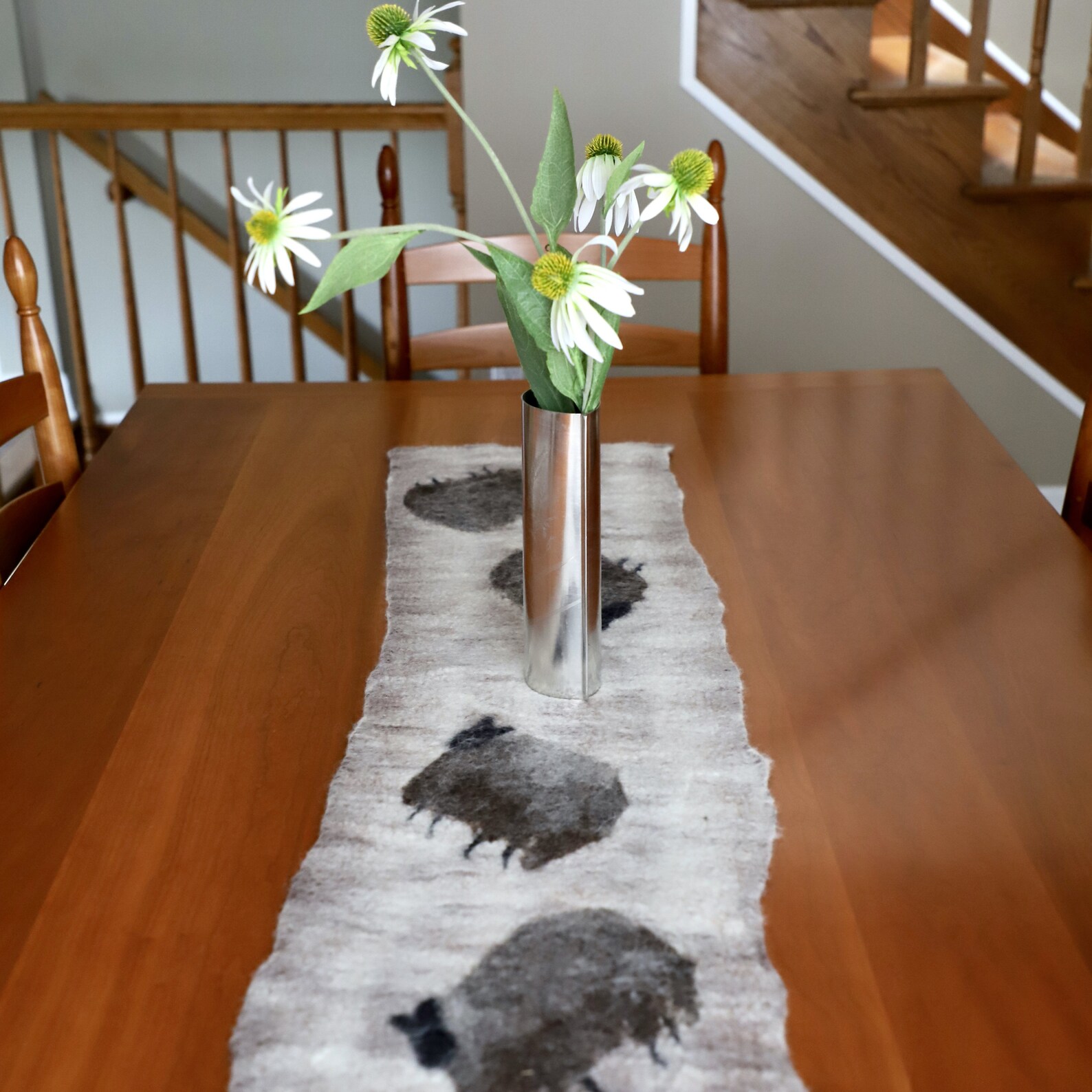 Sheep Table Runner, Felted Farm House Table Runner, 4 Ft Rustic Brown ...