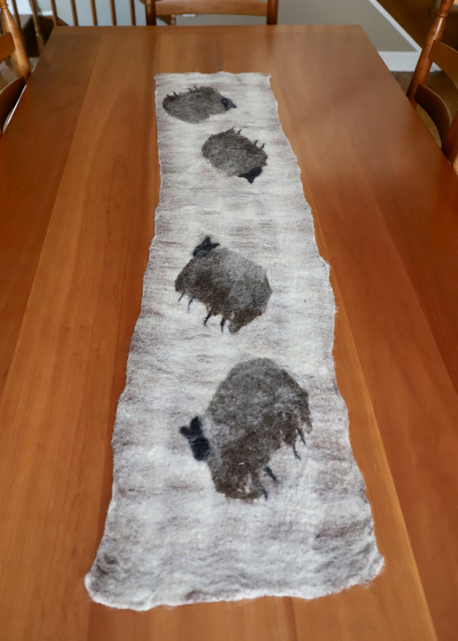 Sheep Table Runner, Felted Farm House Table Runner, 4 Ft Rustic Brown ...