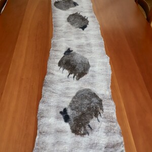 Sheep Table Runner, Felted Farm House Table Runner, 4 Ft Rustic Brown ...