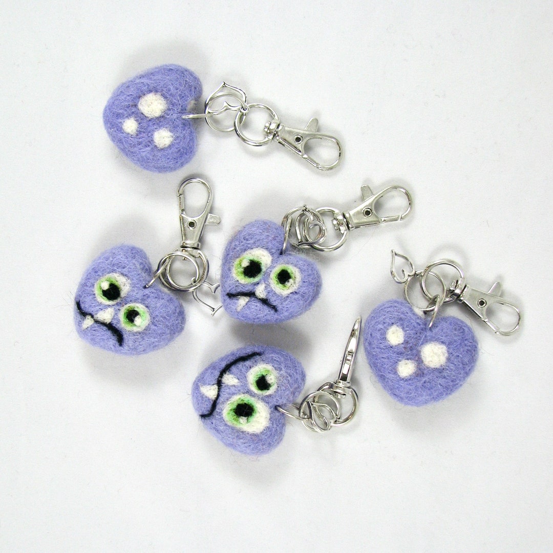 Monster Purse Charm, Monster Keychain, Felted Heart Bag Charm, Monster ...