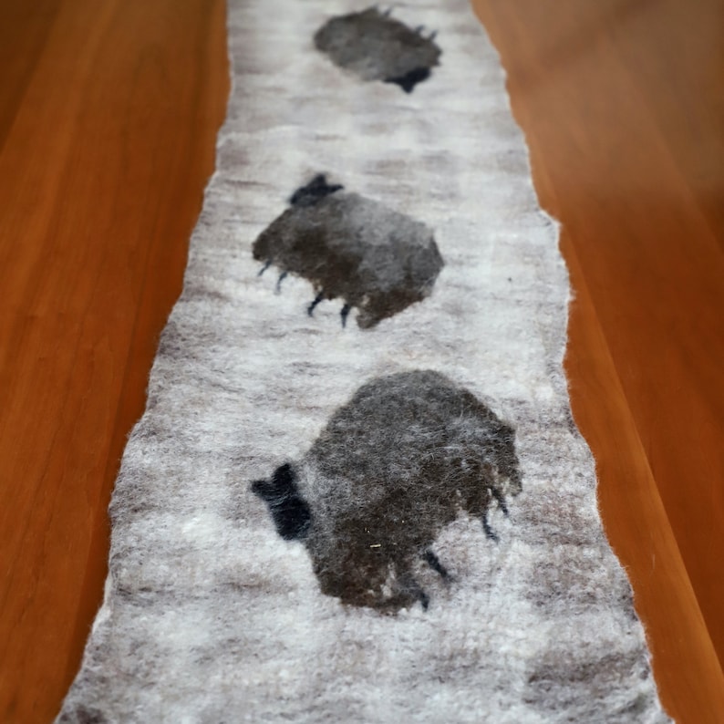 Sheep Table Runner, Felted Farm House Table Runner, 4 Ft Rustic Brown ...