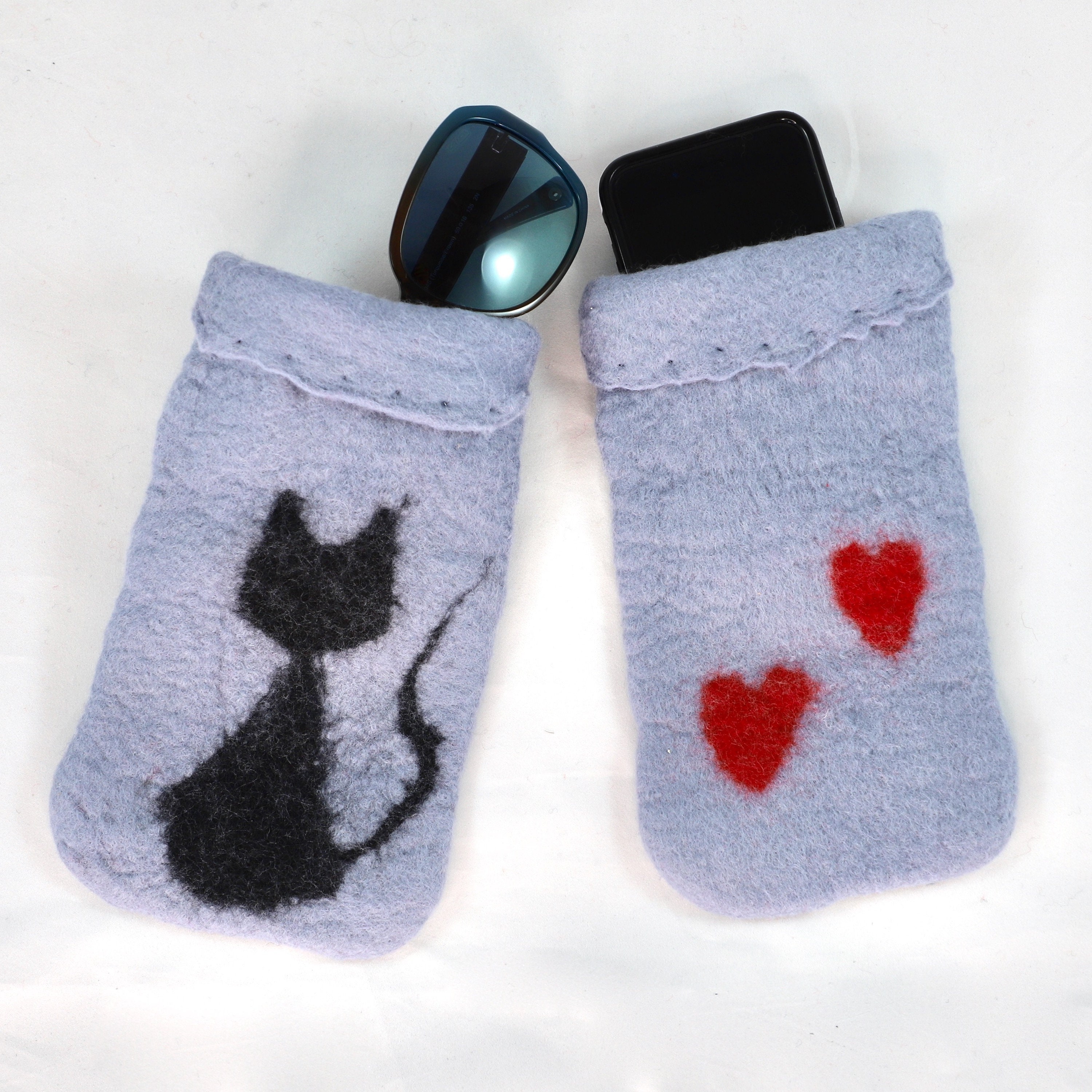 Felted Cat Sunglass Case Smartphone Case Felted Pouch With - Etsy Canada