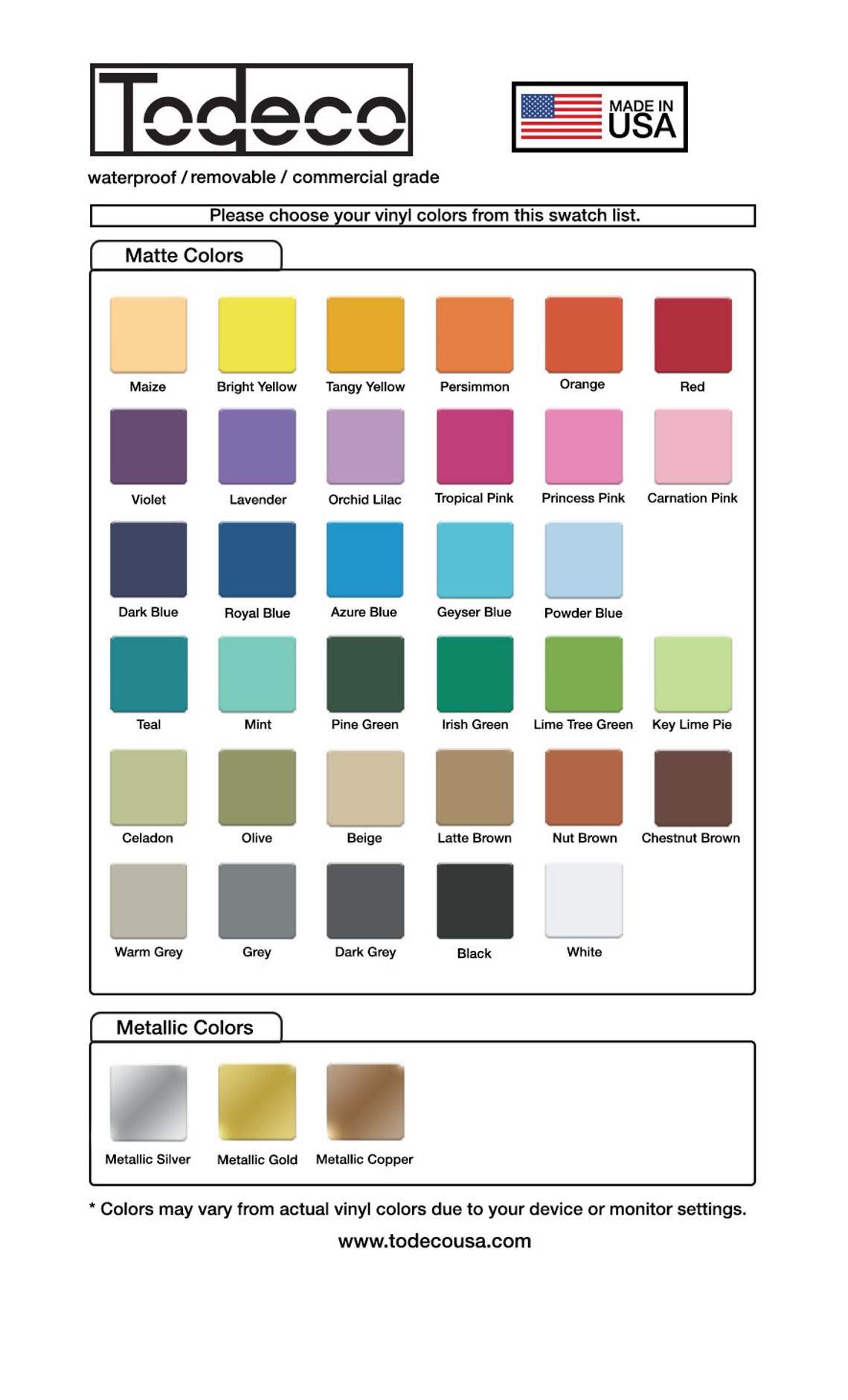 Wall Decal Color Samples Color Guide Swatches Try Before | Etsy