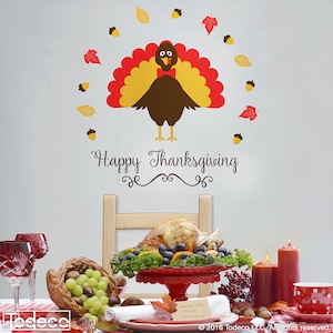 Thanksgiving Wall Decal, Thanksgiving Decal, Turkey Decal, Thanksgiving Decoration, Thanksgiving ...