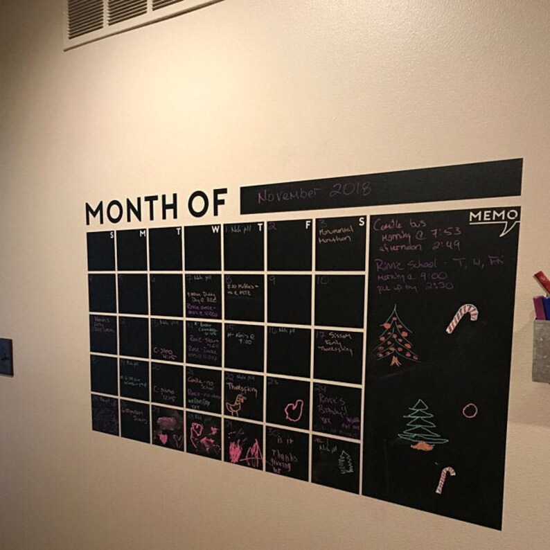 Chalkboard Calendar Decal HUGE Modern Monthly Chalkboard - Etsy Australia
