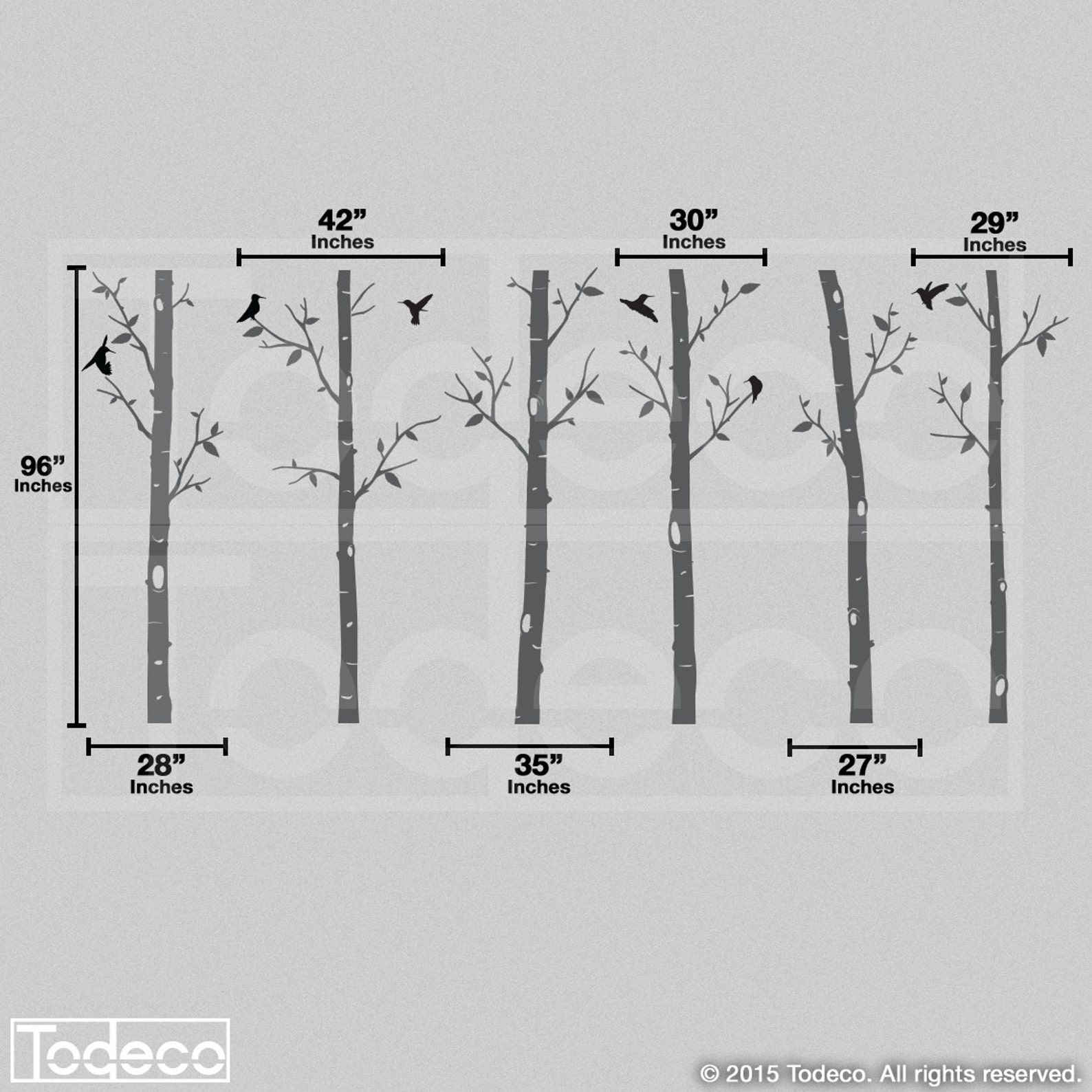 Birch Tree Wall Decal Birch Tree Decal Humming Birds Birch - Etsy