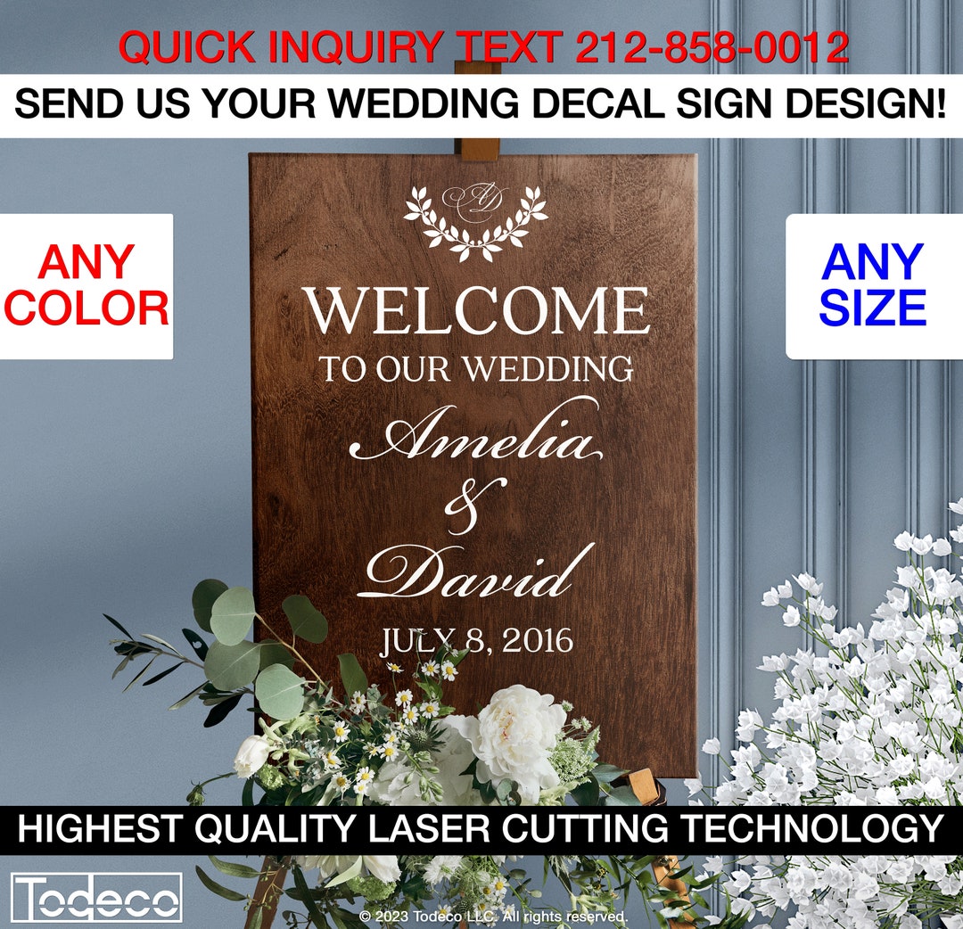 Wedding Welcome Sign, Welcome to Our Wedding Entry Sign Decal, Custom ...
