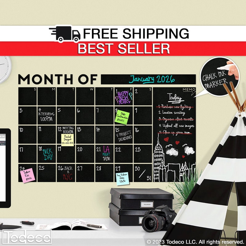 Chalkboard Calendar - Etsy