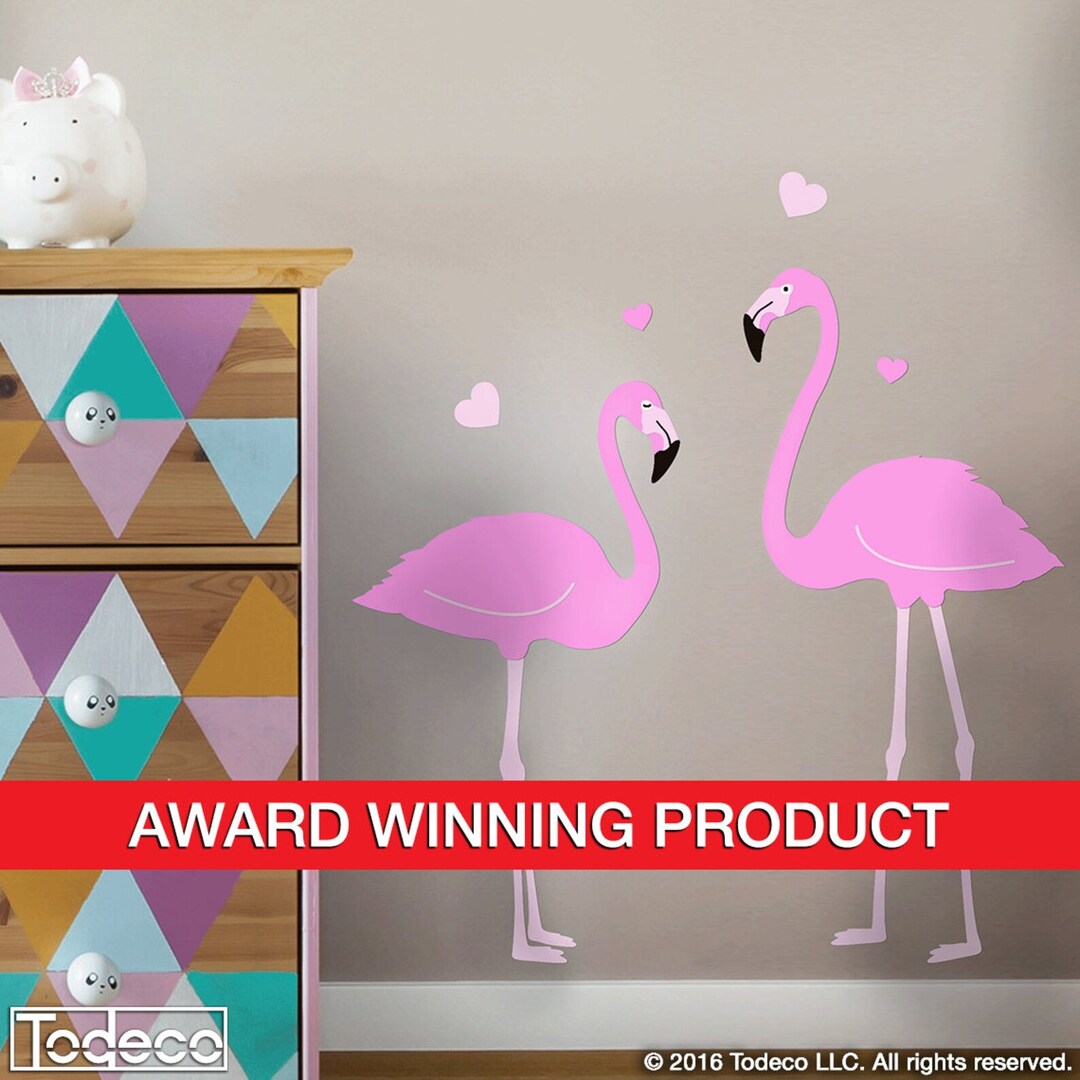 Flamingo Decal - Set of 2 Flamingos Wall Decal - Girls Wall Decal ...