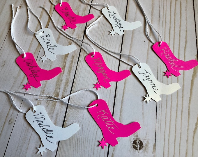 Sets of Cowgirl Boot Tag Cowboy Boot Gift Tags, Personalized Gift Bag ...