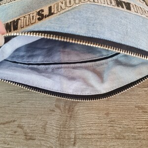 Zippered Clutch Blue Jeans Black Corduroy, Teens Small Wristle Jeans ...