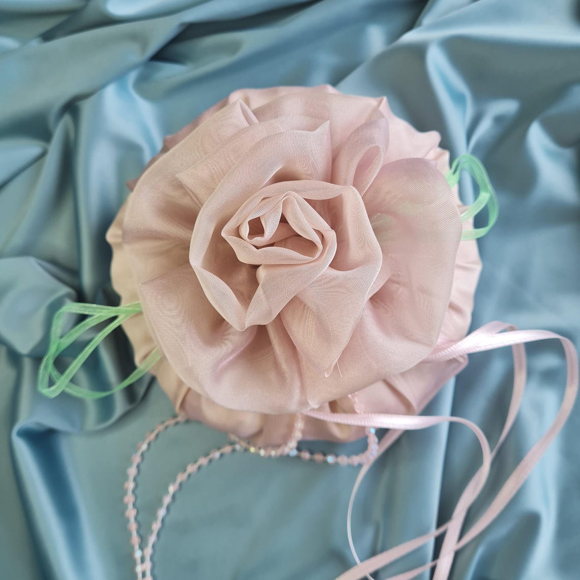 Round Ring Bearer Pillow: Dusty Rose Veil, Wedding Rings Pillow With ...