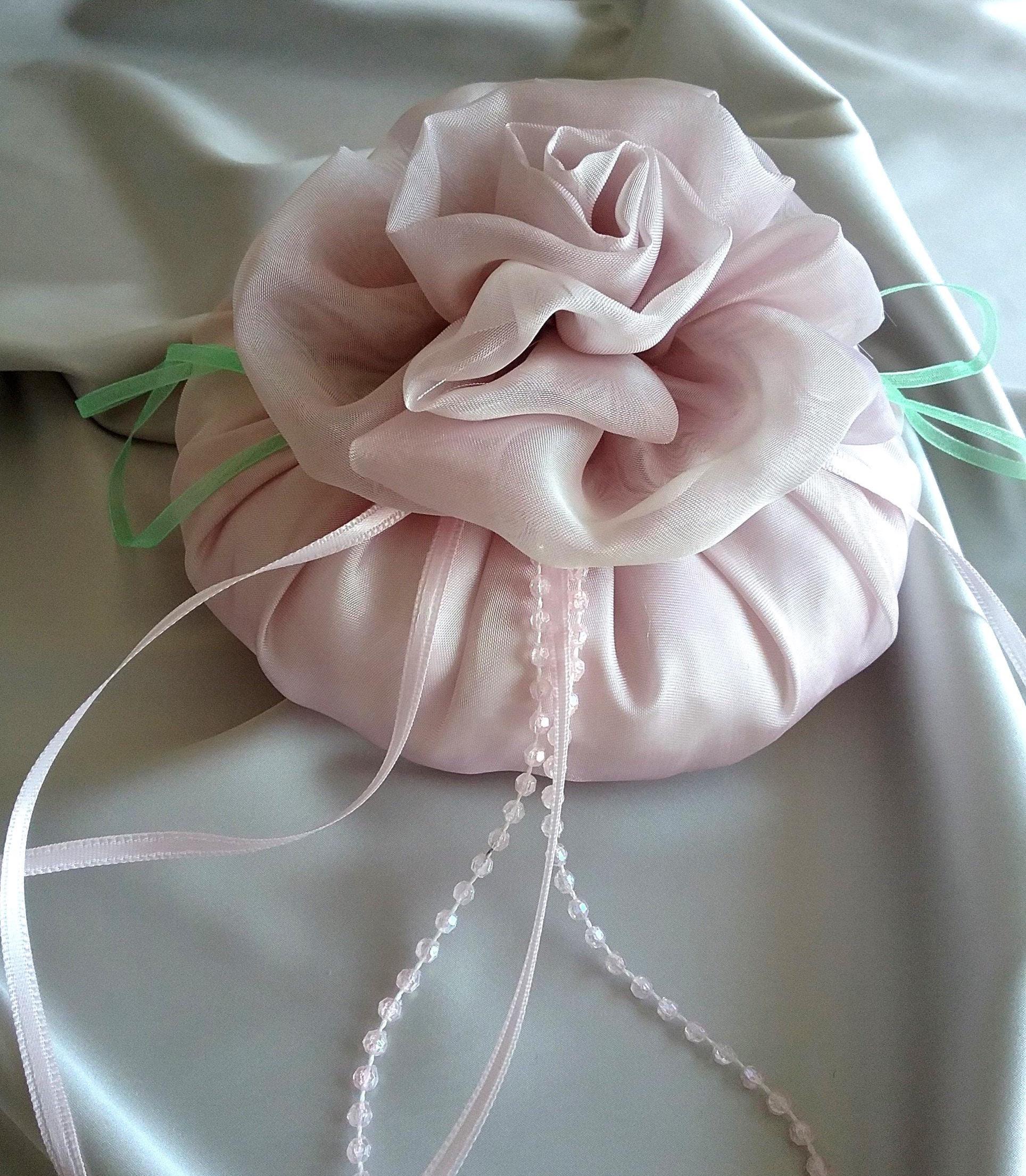 Round Ring Bearer Pillow: Dusty Rose Veil, Wedding Rings Pillow With ...