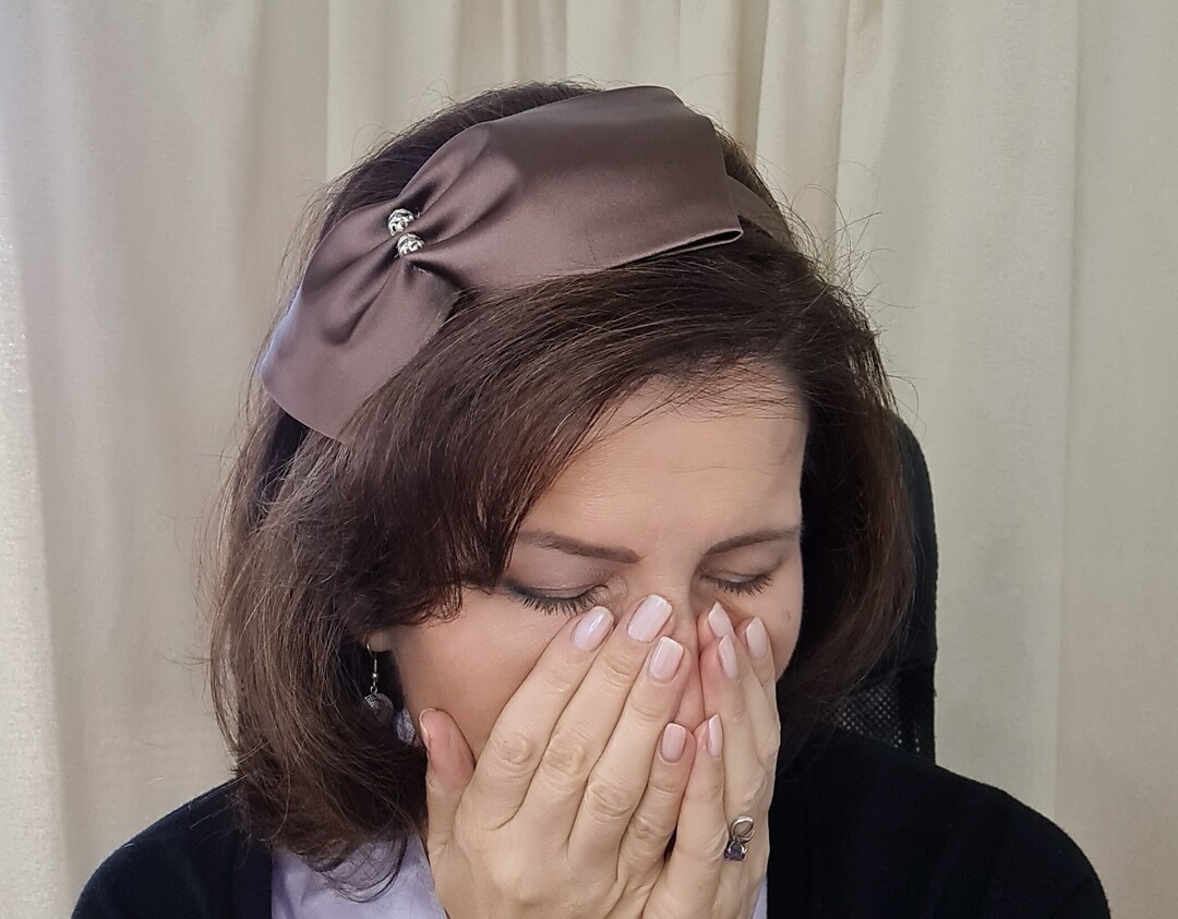 Satin Vintage Style Headbands With Bow, Chocolate Color Hairband With ...