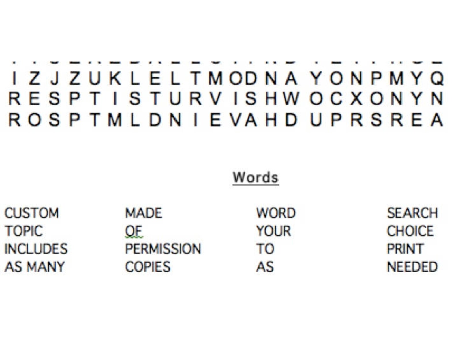 Custom Word Search Puzzle Made to Order With Your Search Terms - Etsy