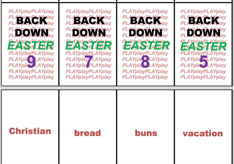 Printable Easter Word Passing Game BACK DOWN for Ages 8 to - Etsy